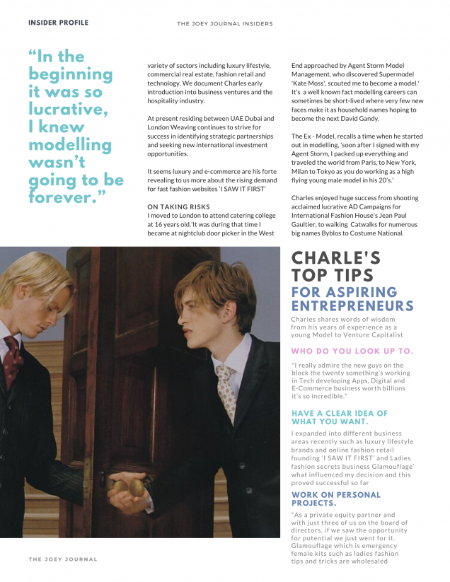 CHARLES WEAVING THE MODEL BUSINESSMAN | THE JOEY JOURNAL